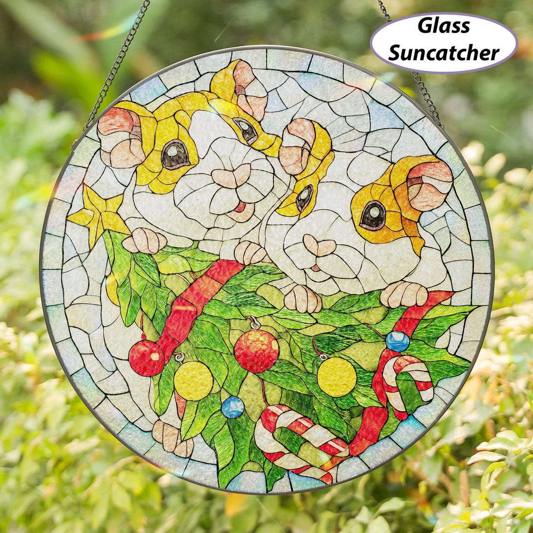 Cute Guinea Pig Christmas Suncatcher, Holiday Guinea Pig Ornament ...