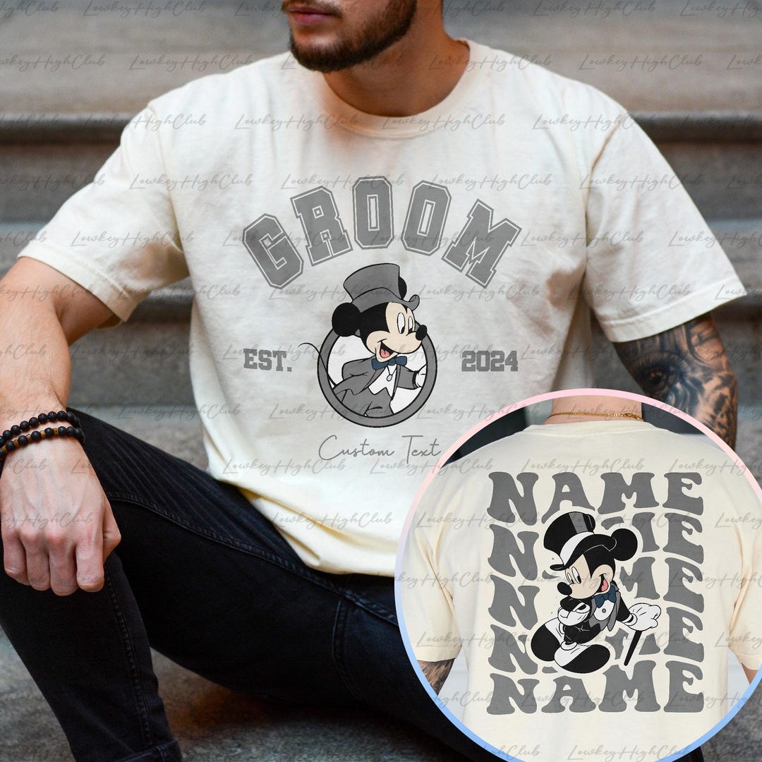 Mickey Groom Custom 2 Sided Shirt, Disney Groom Bachelor Shirt, Epcot ...