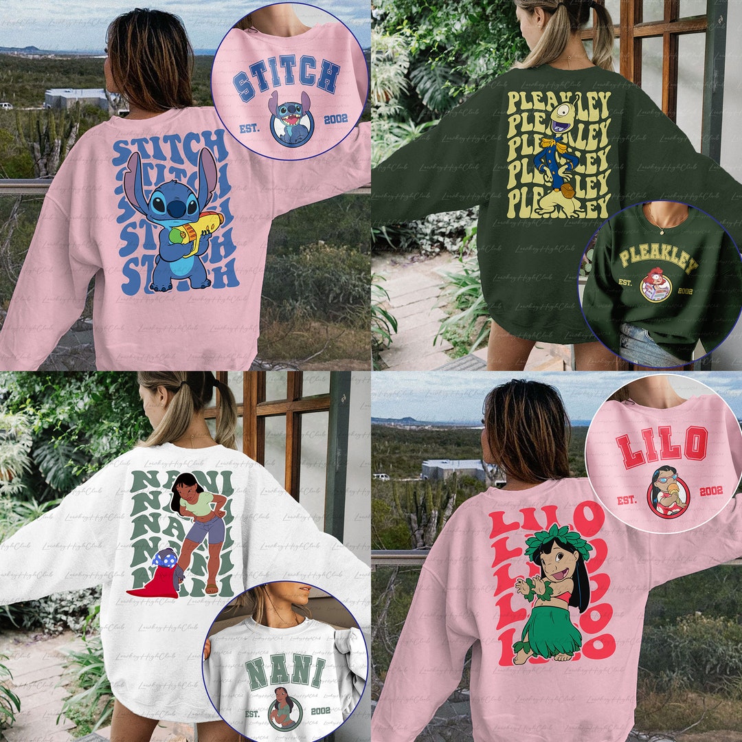 Retro Lilo & Stitch Characters 2 Sided Sweatshirt, Lilo Stitch Team ...