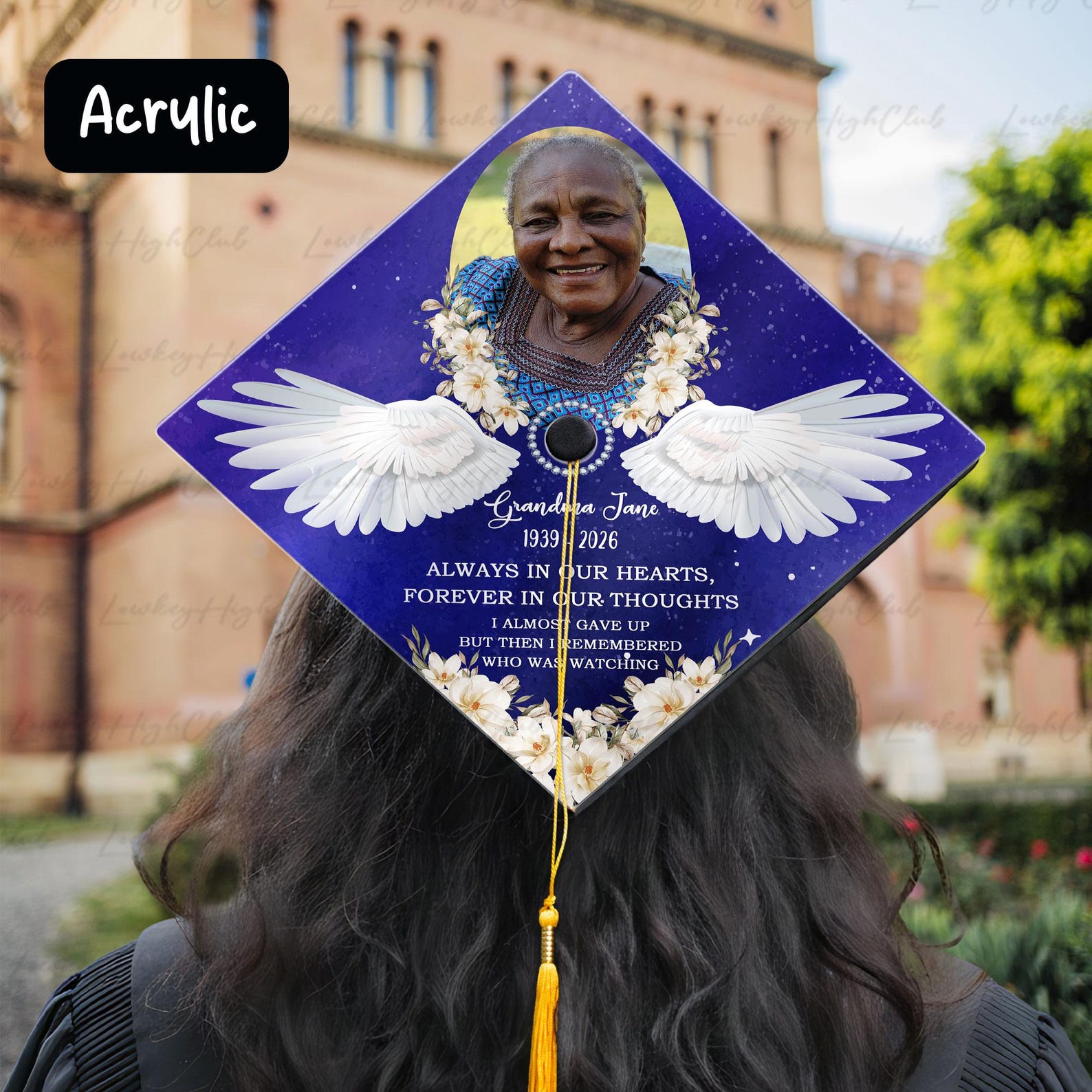 Custom Memorial Graduation Cap Topper, Sympathy Parents Loss Grad Cap ...