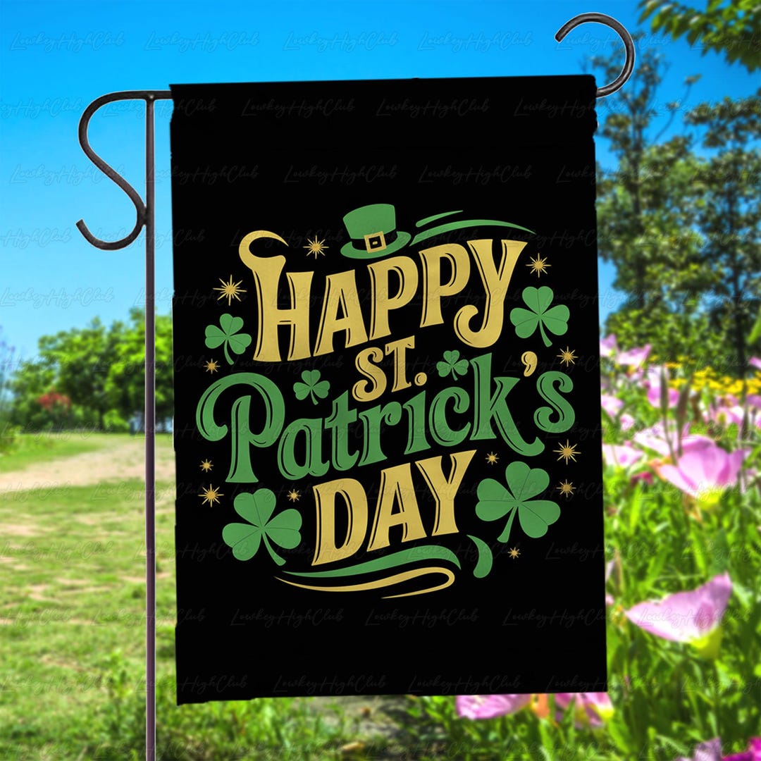 Leprechaun Hat St Paddy Flag, Green Clover Irish Celebration Flag ...