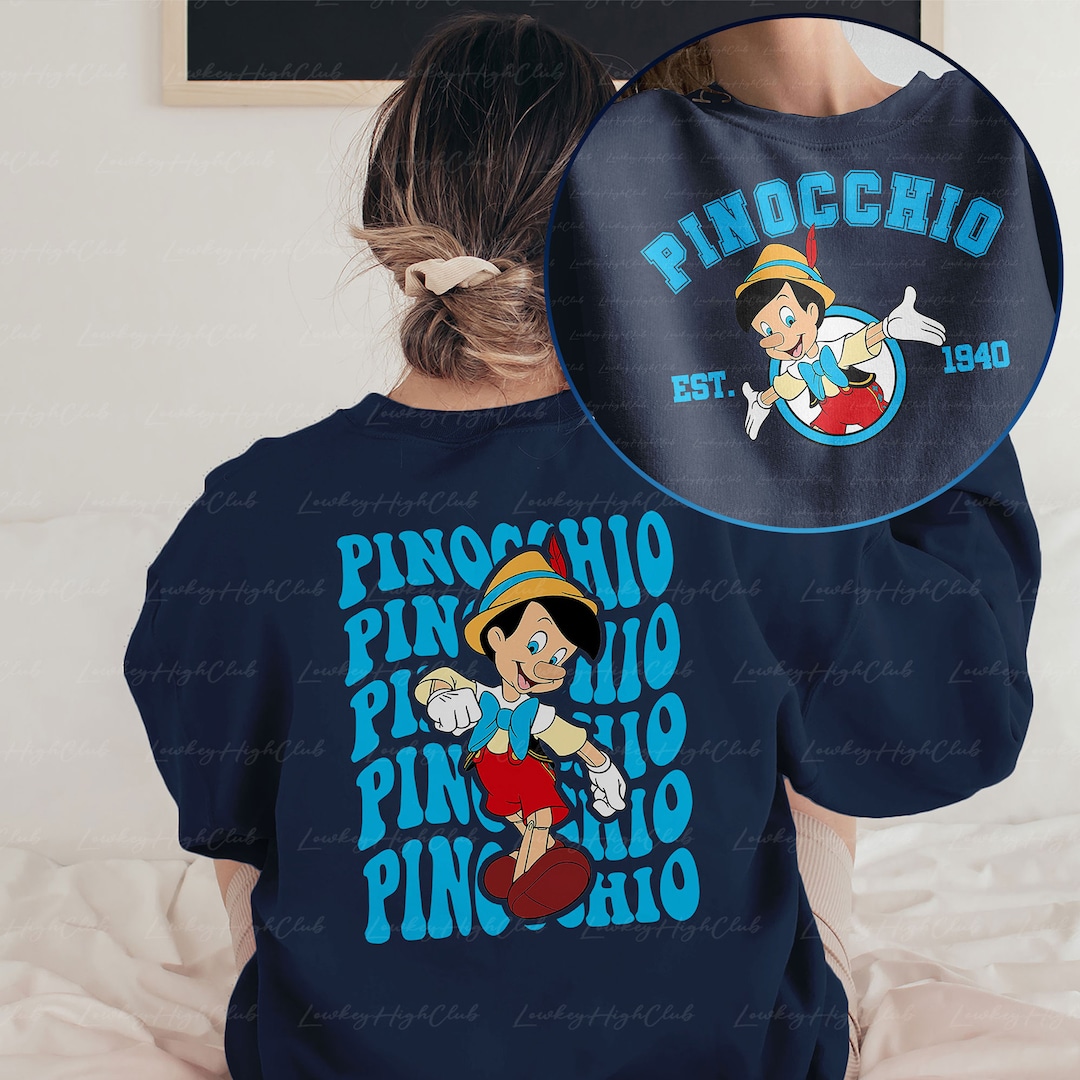 Disney Pinocchio Retro 2 Sided Sweatshirt, Pinocchio Disney Shirt ...