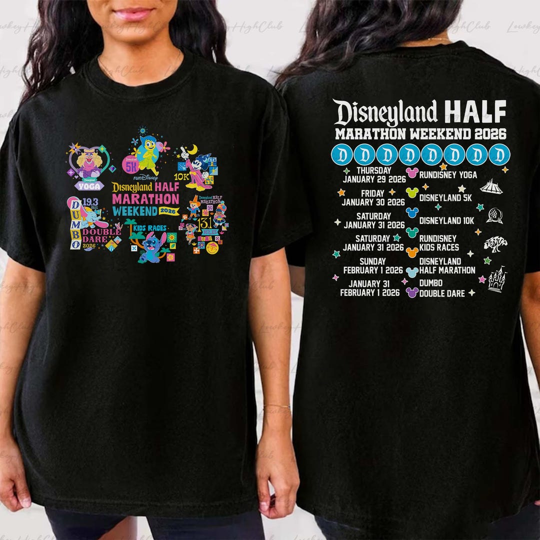Rundisney 2026 Half Marathon 2 Sided Shirt, Race All Challenge Spring ...