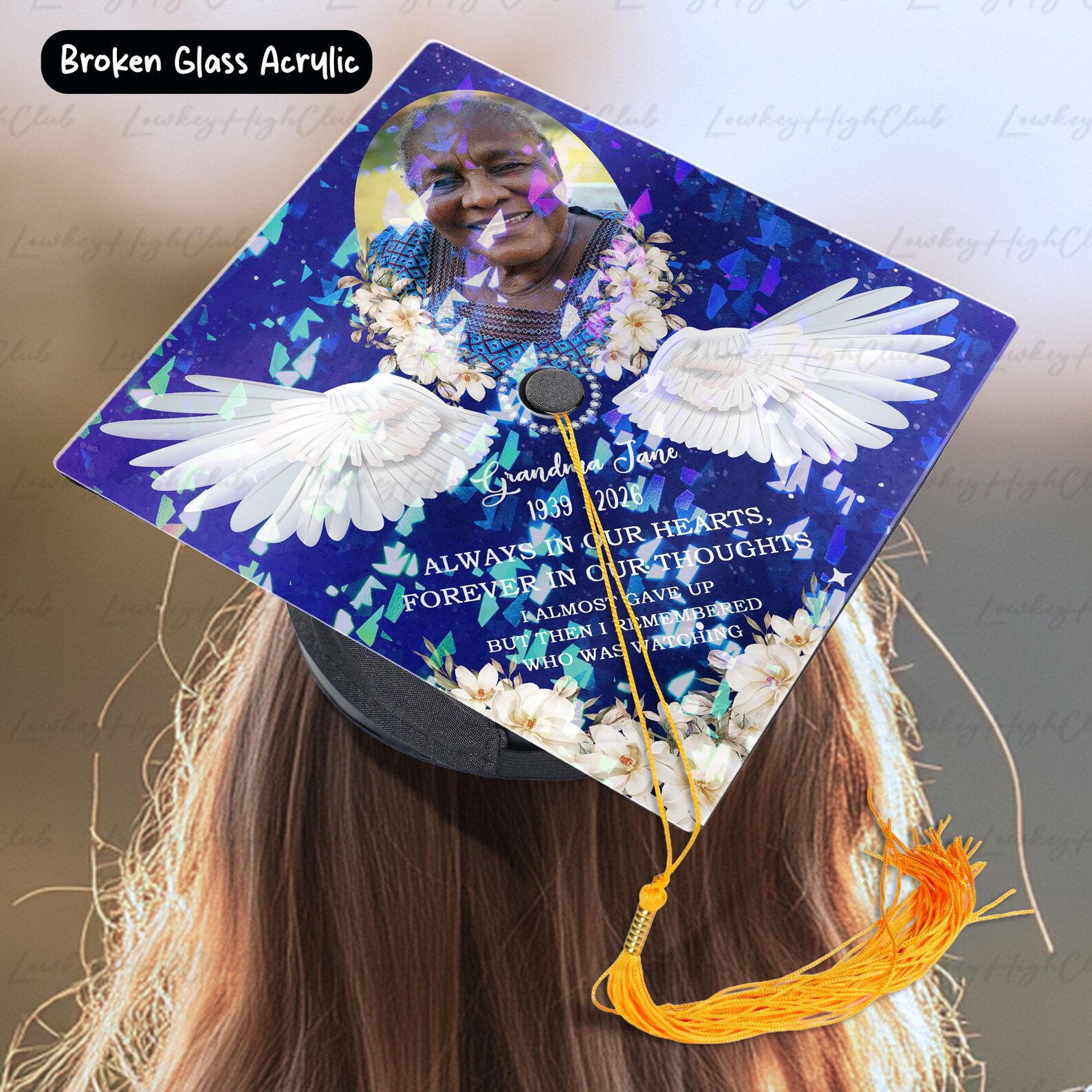 Custom Memorial Graduation Cap Topper, Sympathy Parents Loss Grad Cap ...