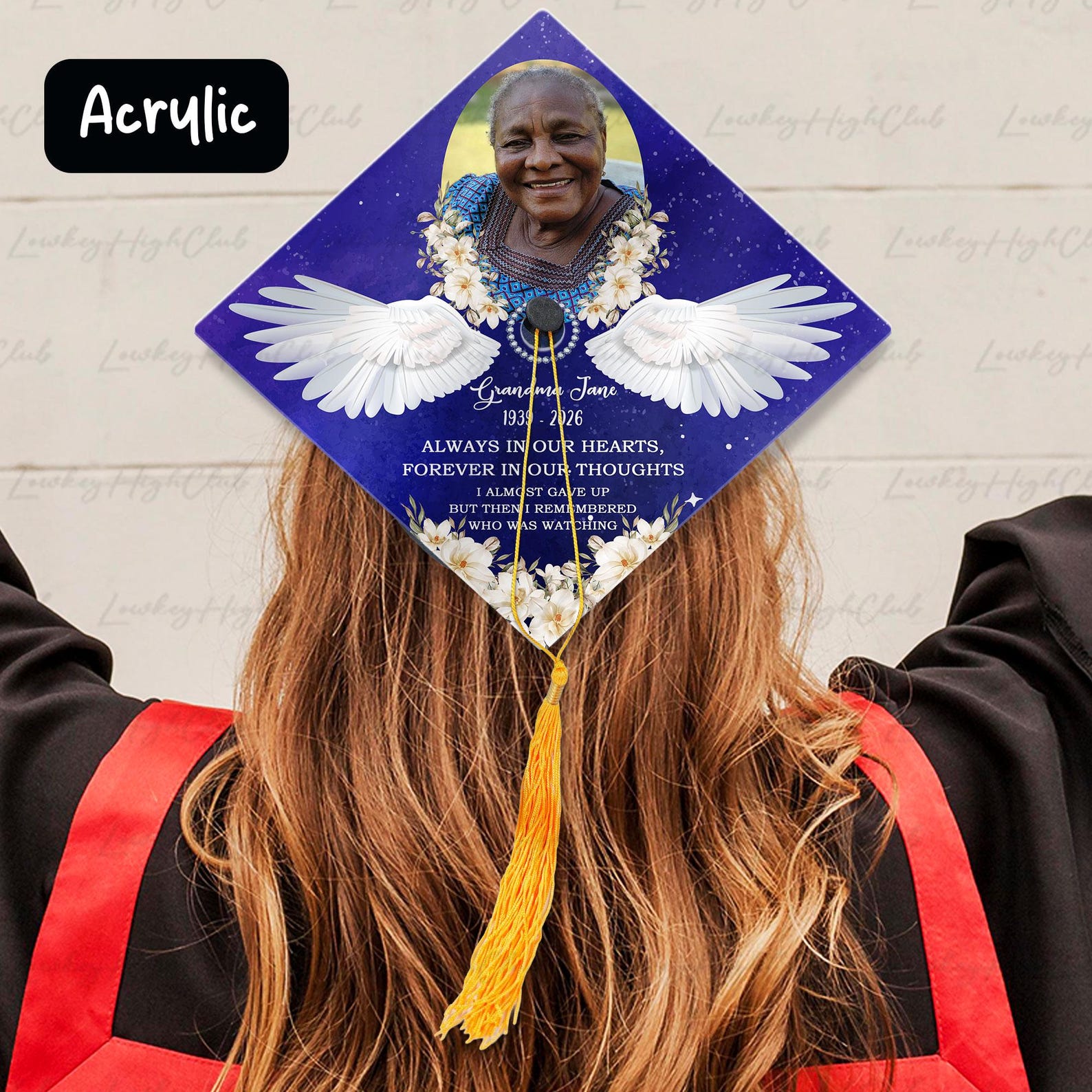 Custom Memorial Graduation Cap Topper, Sympathy Parents Loss Grad Cap ...