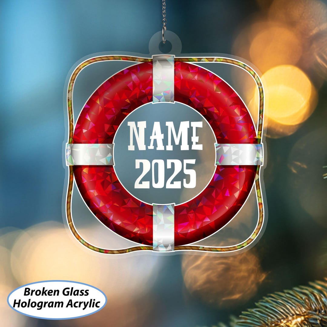 Custom Name Lifebuoy Ornament, Lifebuoy Christmas Ornament, Lifeguard ...