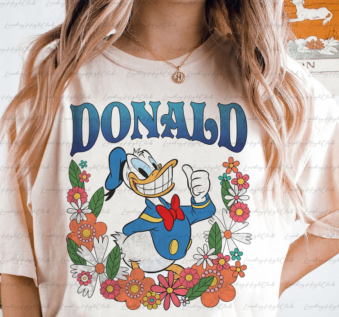 Floral Donald Duck Vintage 90s Shirt, Retro Donald Shirt, Disneyland ...