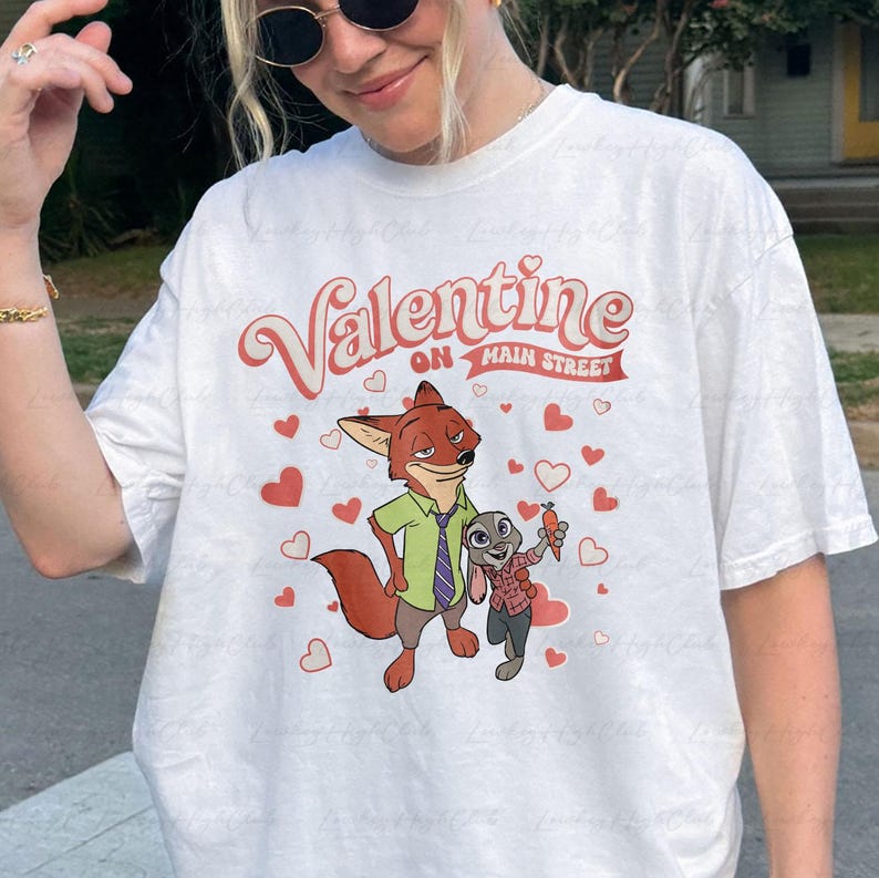 Zootopia Love On Main Street Shirt, Valentines Nick And Judy Shirt ...
