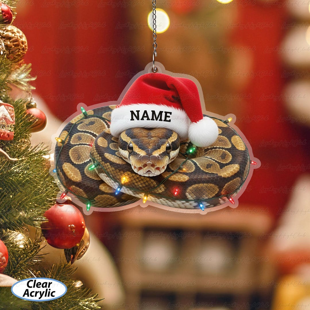 Funny Ball Python Ornament Personalized, Ball Python With Santa Hat ...