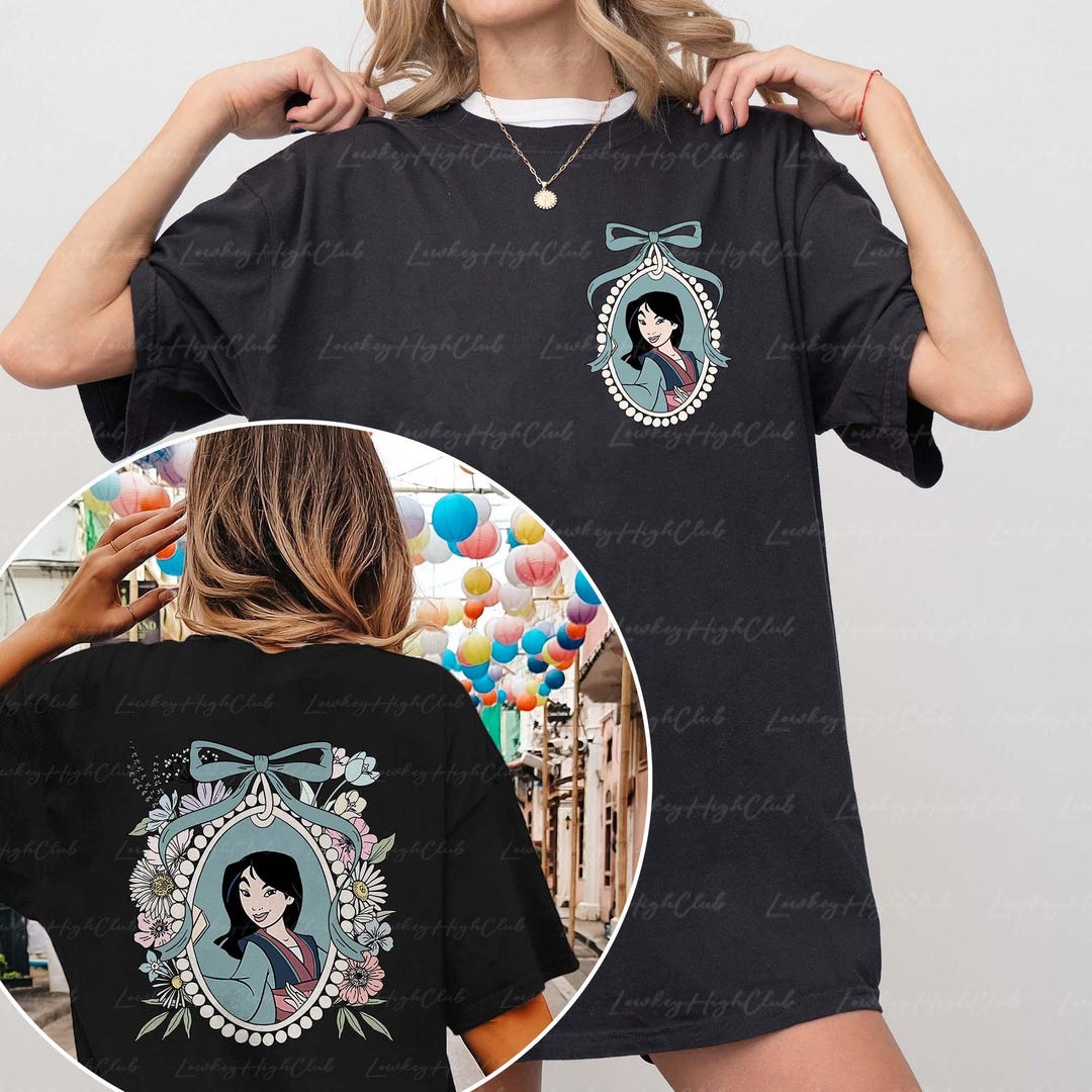 Epcot Princess Mulan Coquette 2 Sided Shirt, Magic Mirror Mulan Bows ...