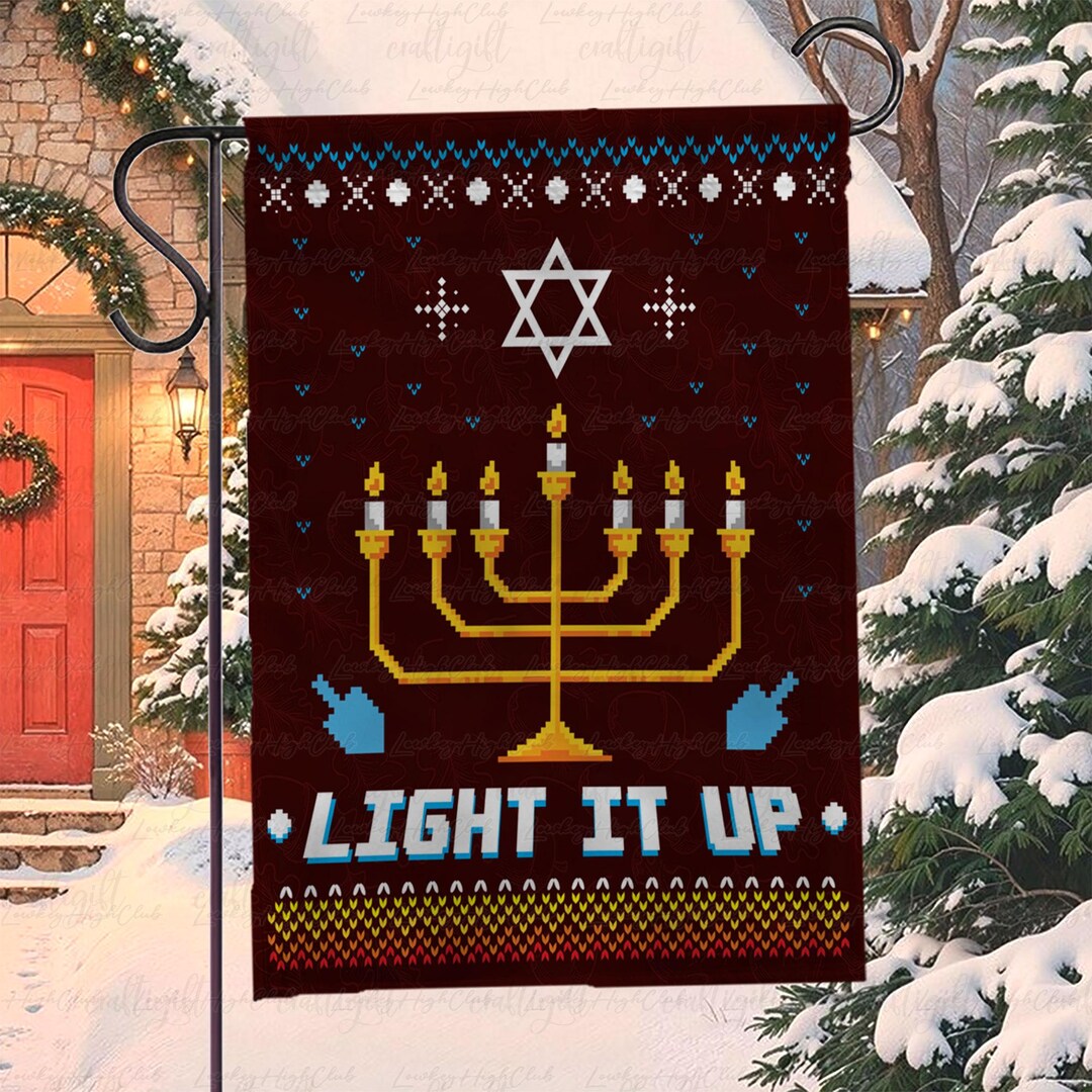 Hanukkah Menorah Light It up Flag, Jewish Holiday Menorah Yard Flag ...