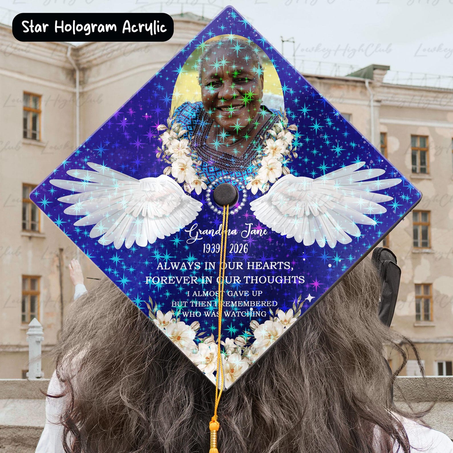 Custom Memorial Graduation Cap Topper, Sympathy Parents Loss Grad Cap ...