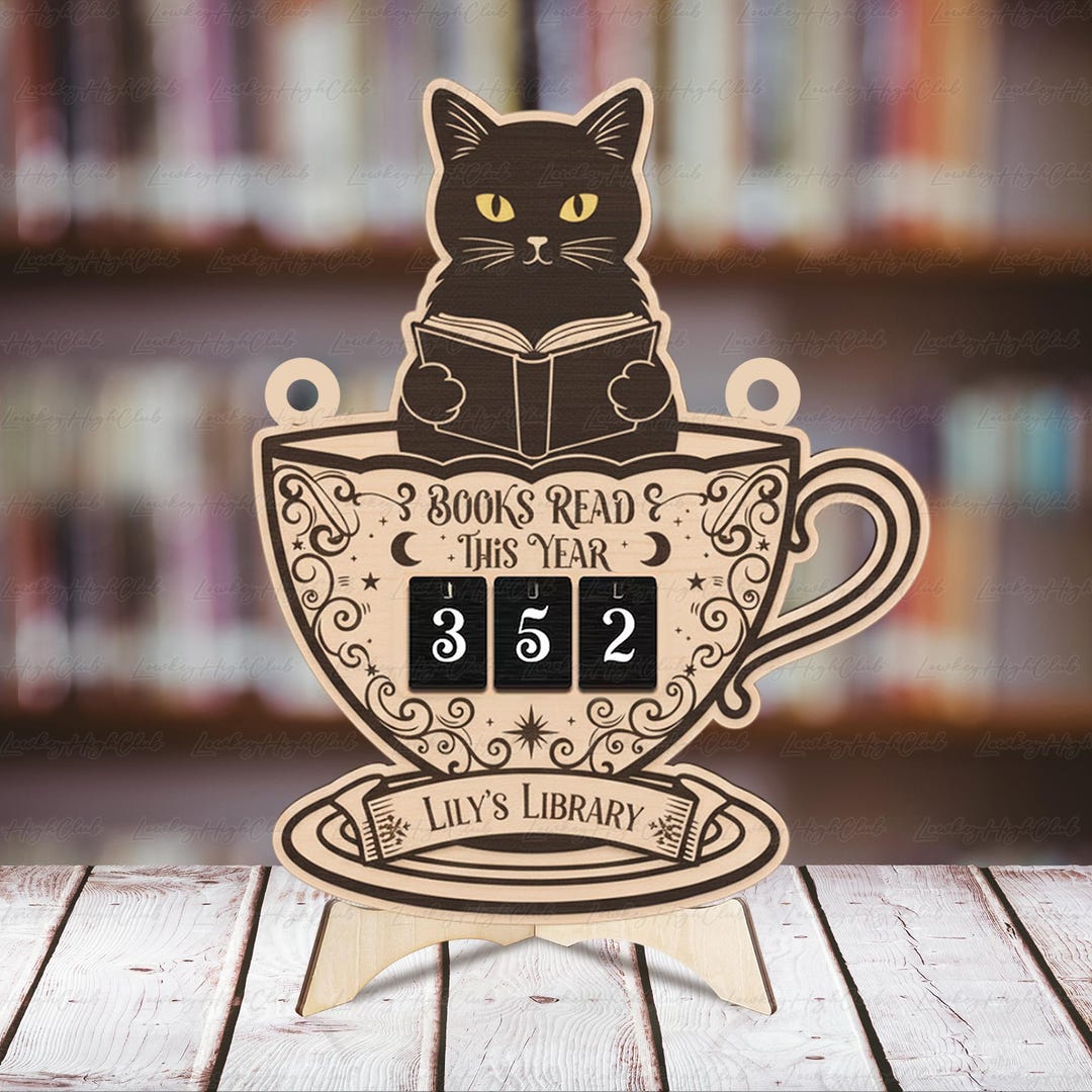 Book Read Tracker With Black Cat, Personalized Books Read This Year ...