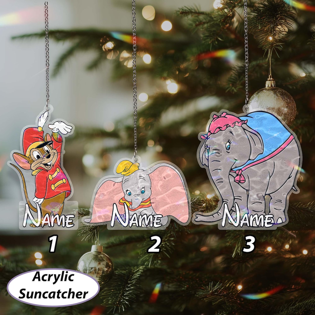 Personalized Dumbo Family Ornament, Flying Elephant Christmas Keepsake ...