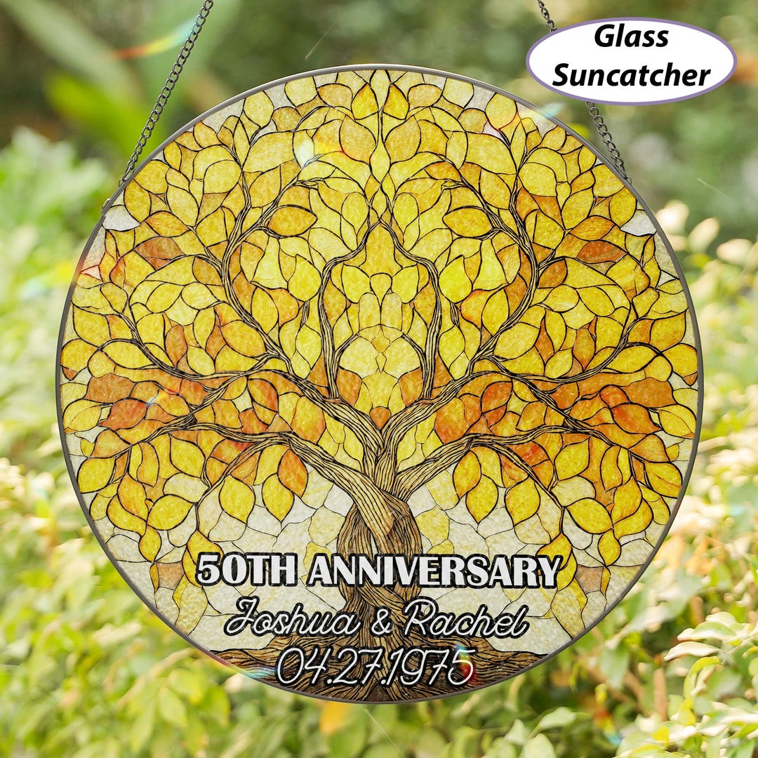 Custom Tree Anniversary Stained Glass Suncatcher, Tree of Life ...