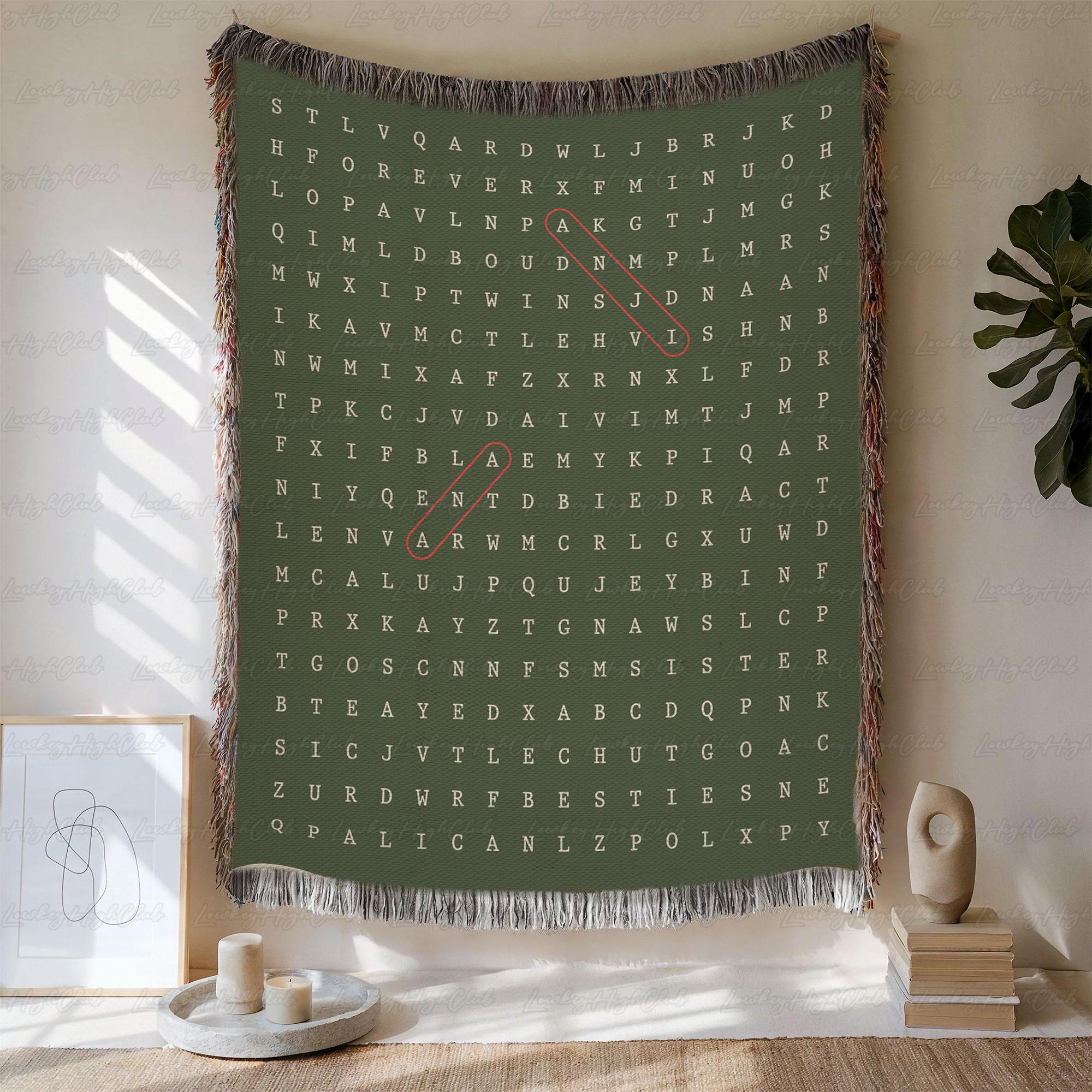 Personalized Word Search Cozy Blanket, Custom Hidden Message Gift ...