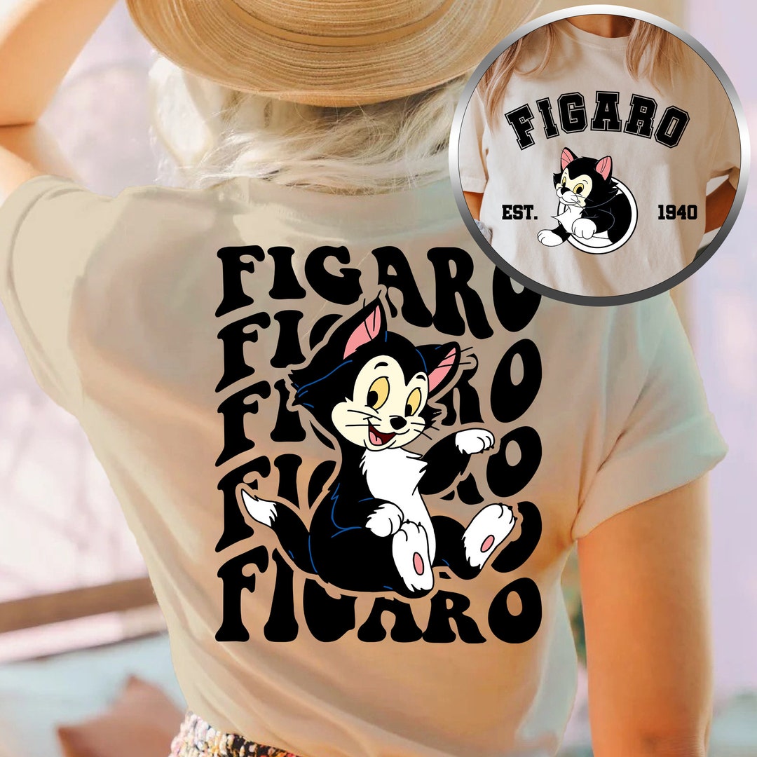 Disney Figaro Cat 2 Sided Shirt, Pinocchio Characters, Figaro Pinocchio ...