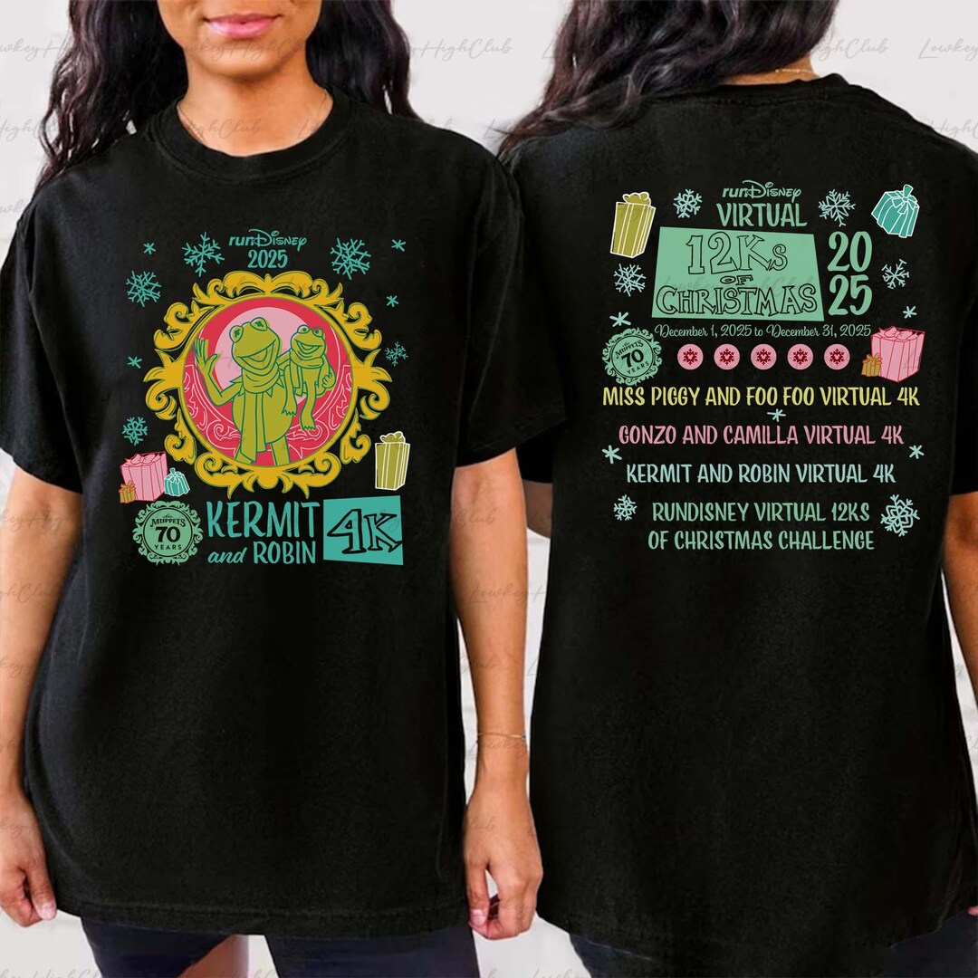Rundisney Christmas Kermit 2 Sided Shirt, Kermit and Robin Running ...