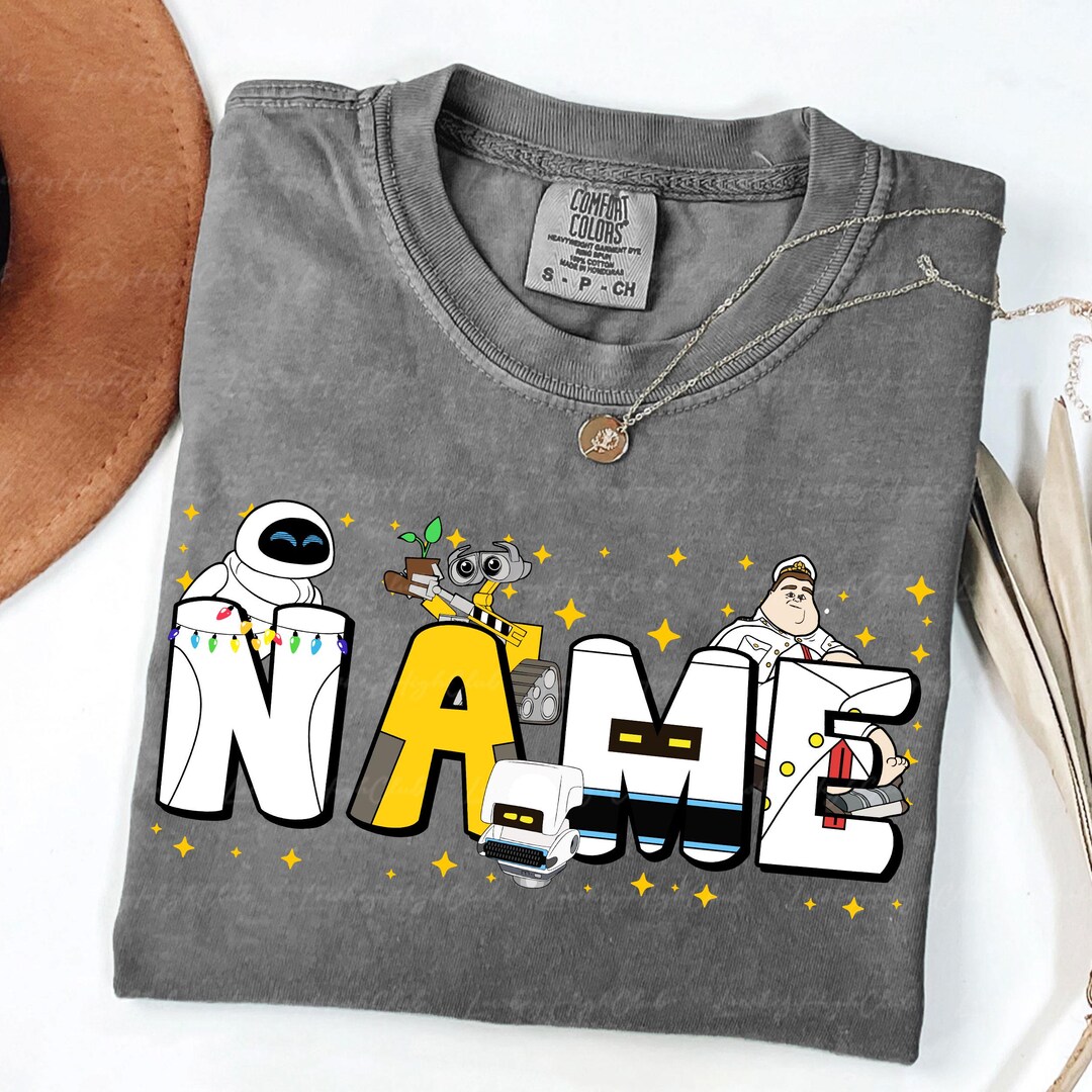 Custom Name Wall-e Characters Shirt, Pixar Wall E and Eve Shirt ...