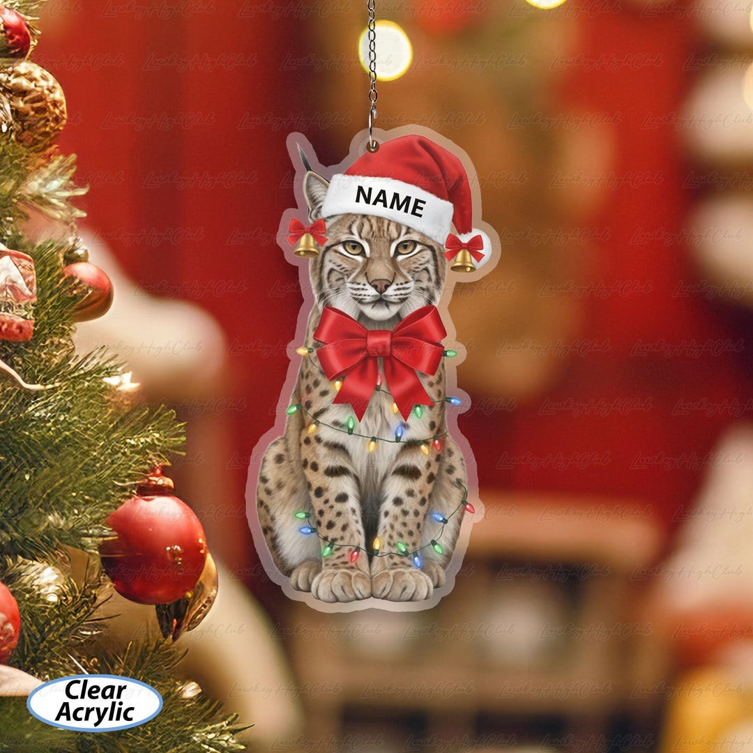 Unique Bobcat Christmas Tree Ornament, Custom Name Bobcat Ornament ...