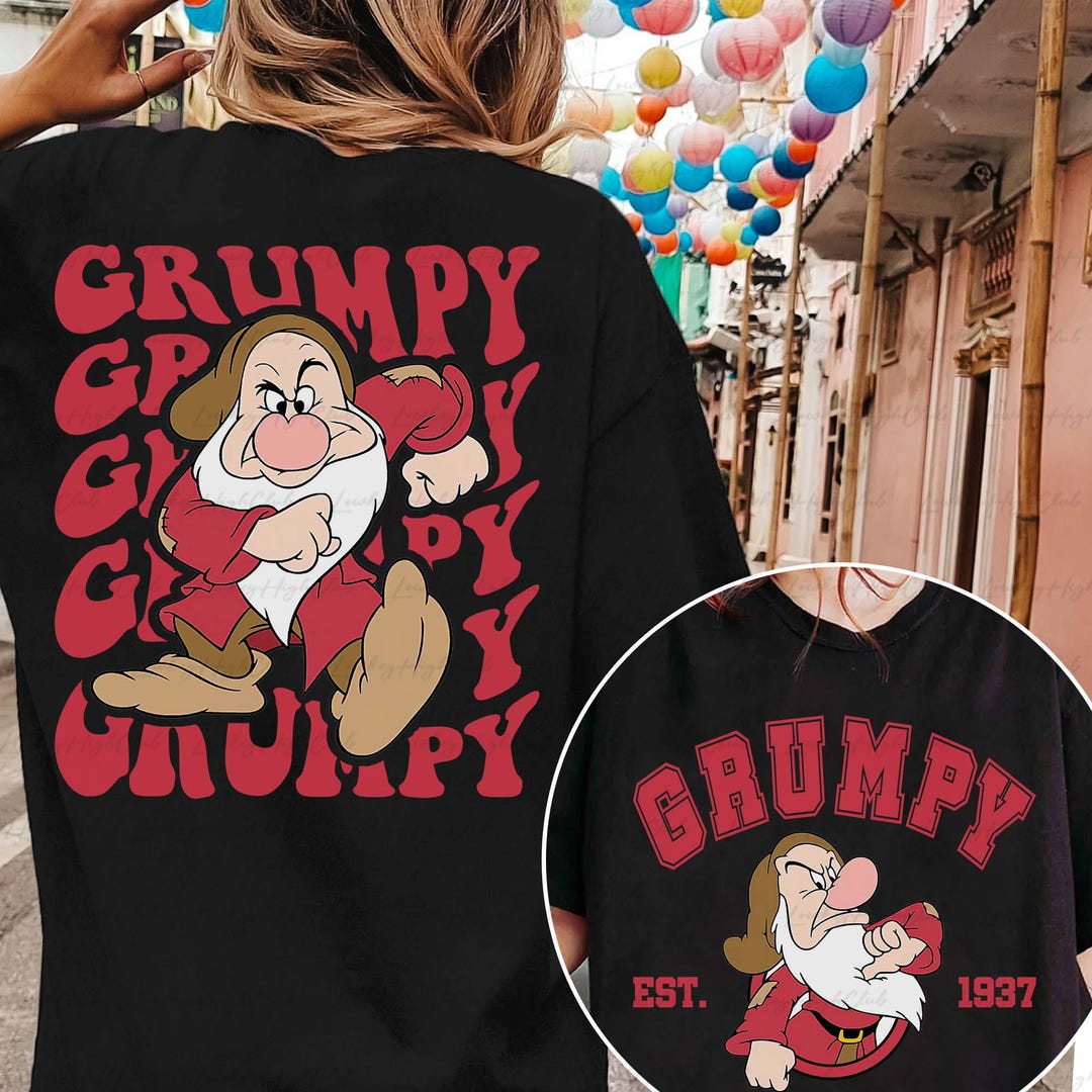 Grumpy Dwarf Disney 2 Sided Shirt, Snow White & 7 Dwarfs Shirt, Disney ...