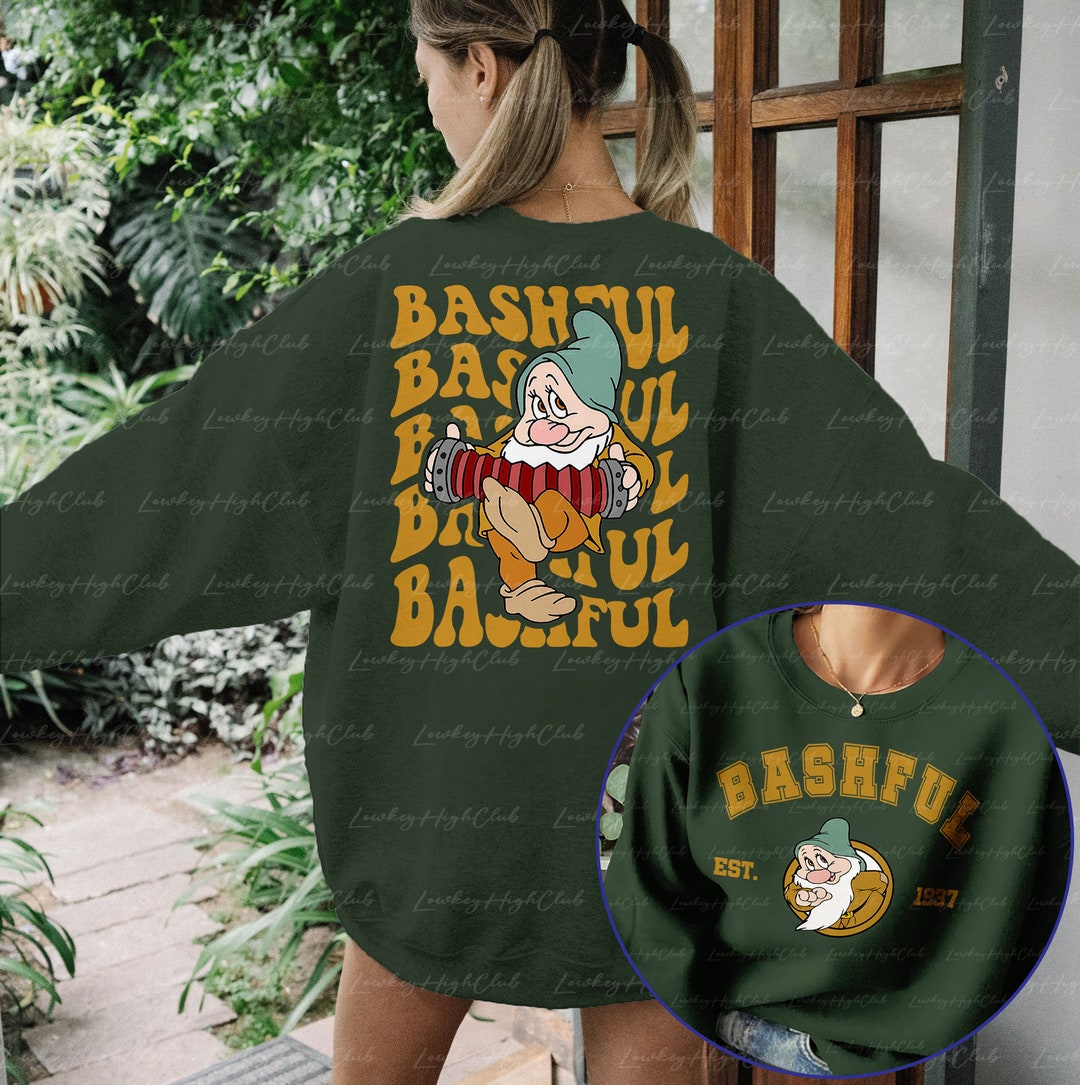 Bashful Dwarf Disney 2 Sided Sweatshirt, Snow White & 7 Dwarfs Shirt ...