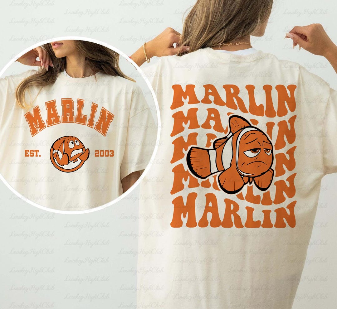 Disney Marlin Nemo Fish 2 Sided Shirt, Finding Nemo Movie Characters ...