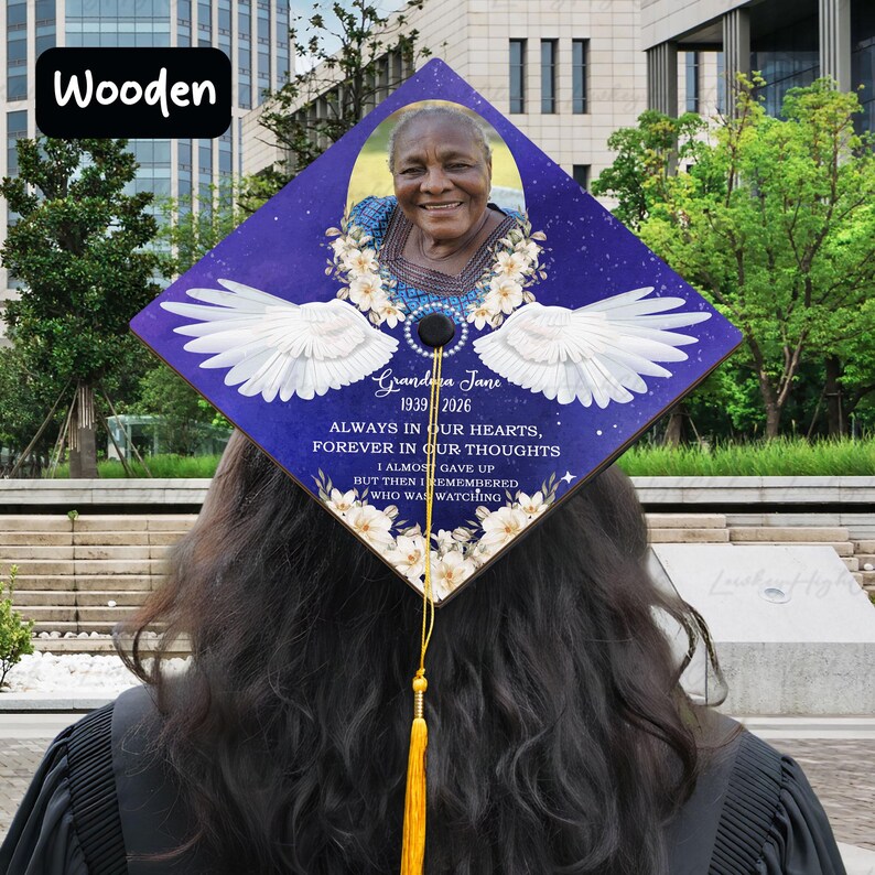 Custom Memorial Graduation Cap Topper, Sympathy Parents Loss Grad Cap ...