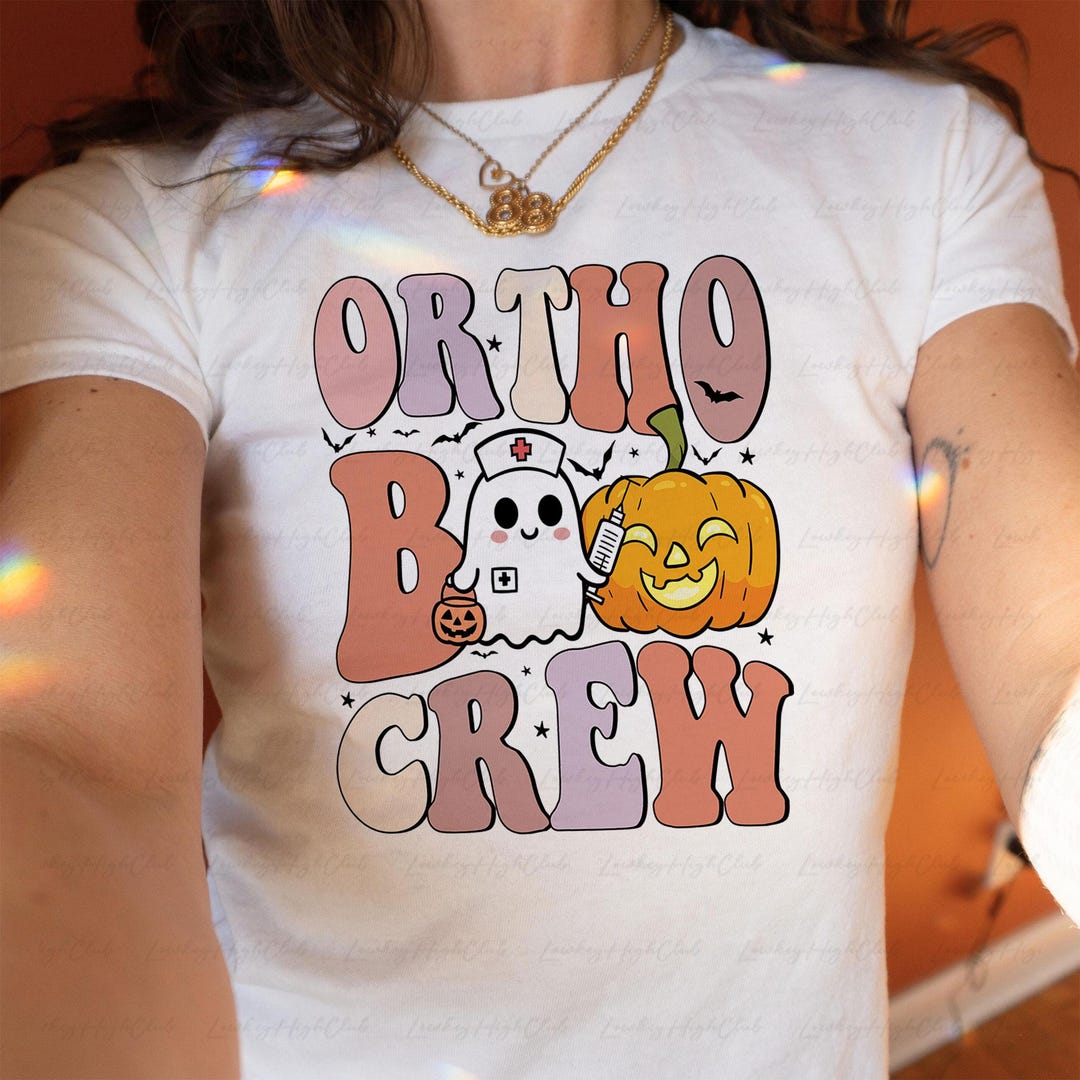 Ortho Boo Crew Baby Tee, Nursing Halloween 90s Baby Tee, Coquette Ghost ...