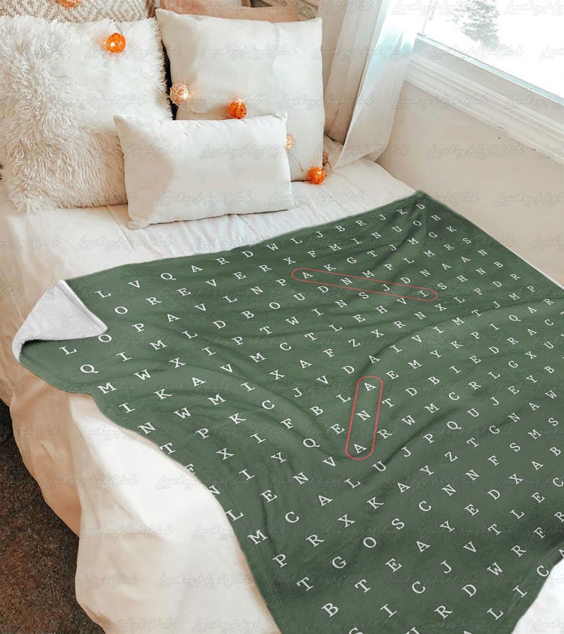 Personalized Word Search Cozy Blanket, Custom Hidden Message Gift ...