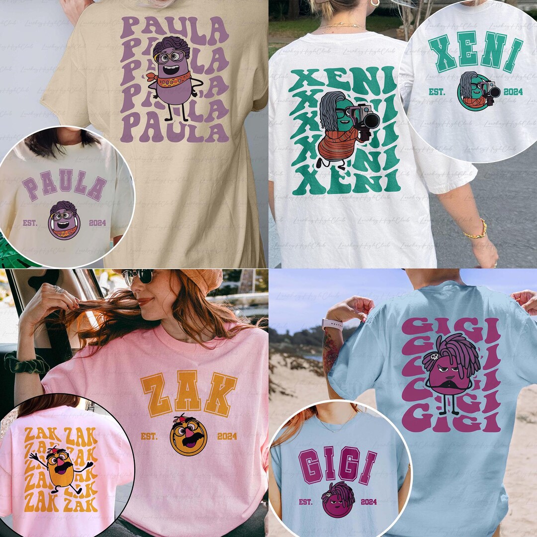 Pixar Dream Production Characters 2 Sided Shirt, Paula Xeni Zak Gigi ...