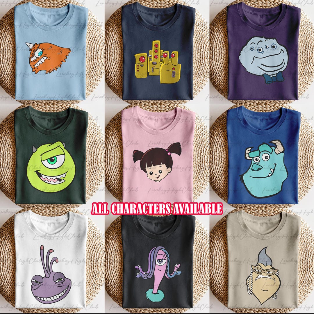 Scary Monsters Inc Characters Shirt, James Mike Roz Boo Randall Henry ...