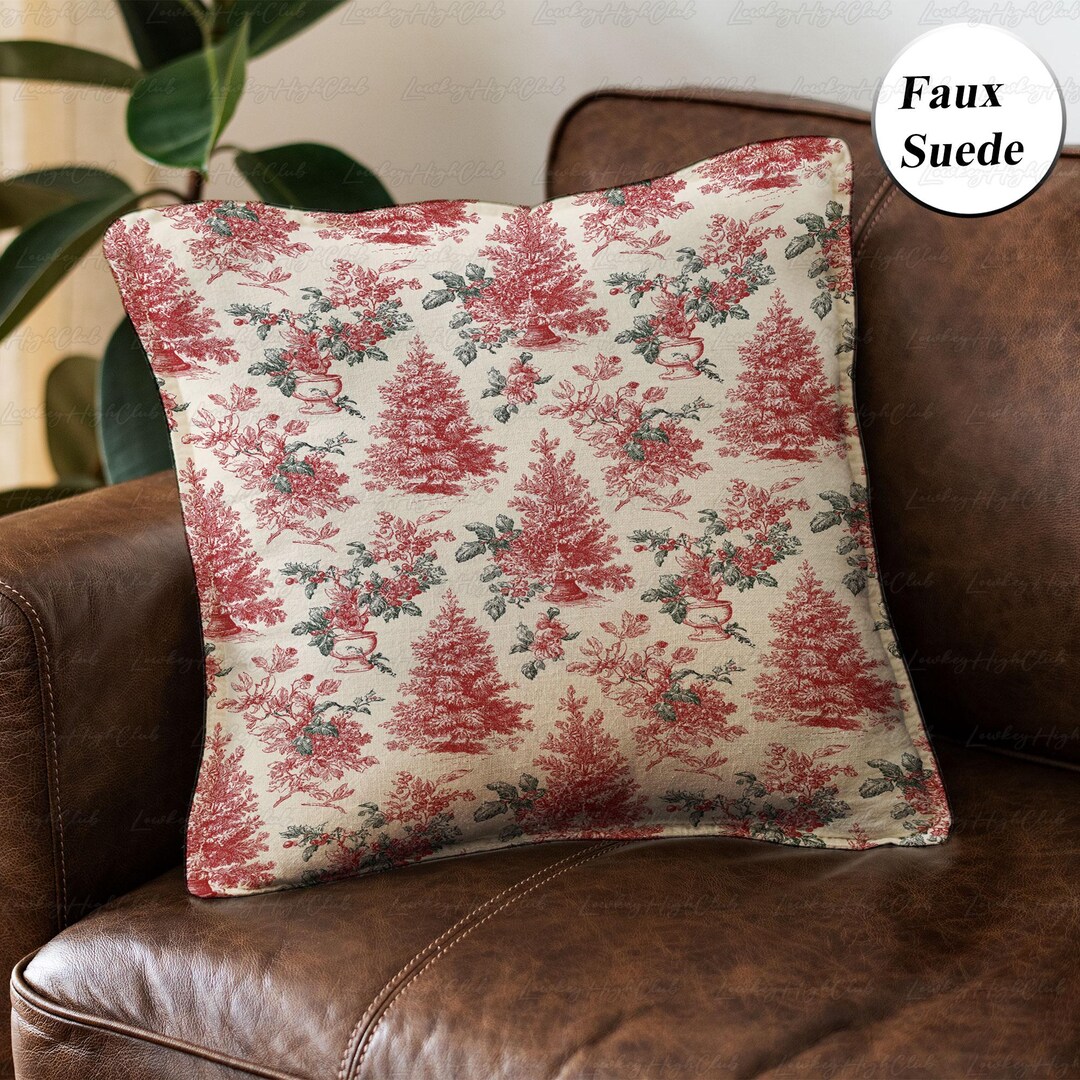 Red Toile Christmas Pillow Cover, Starry Night Navidad Pillow, Holiday ...
