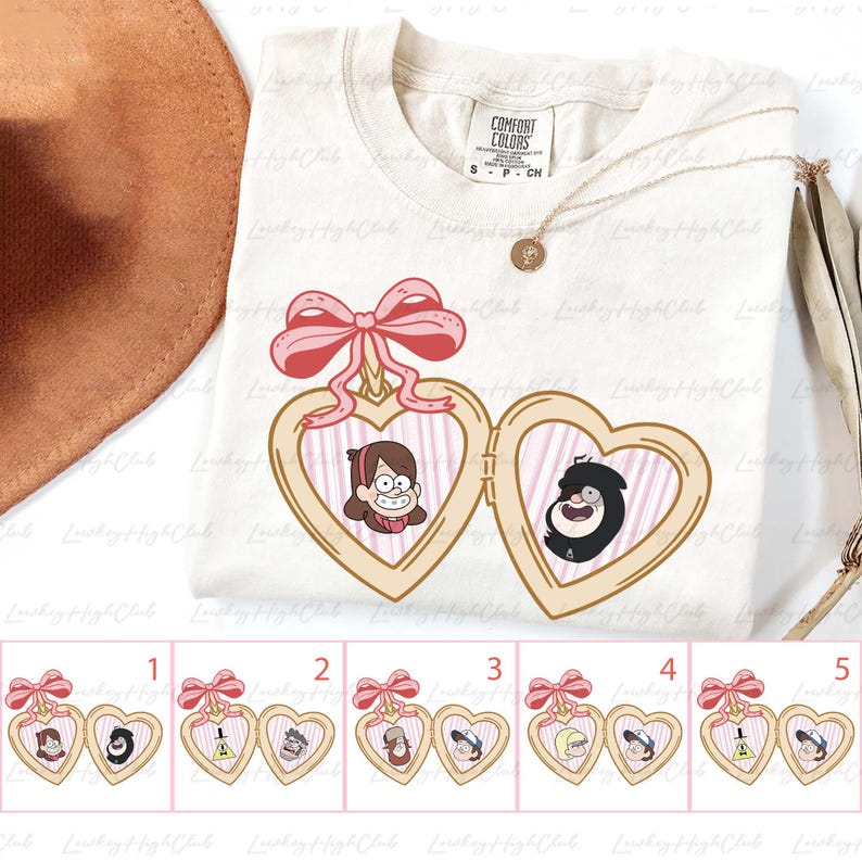 Disney Gravity Falls Valentine Shirt, Dipper and Pacifica Heart Locket ...
