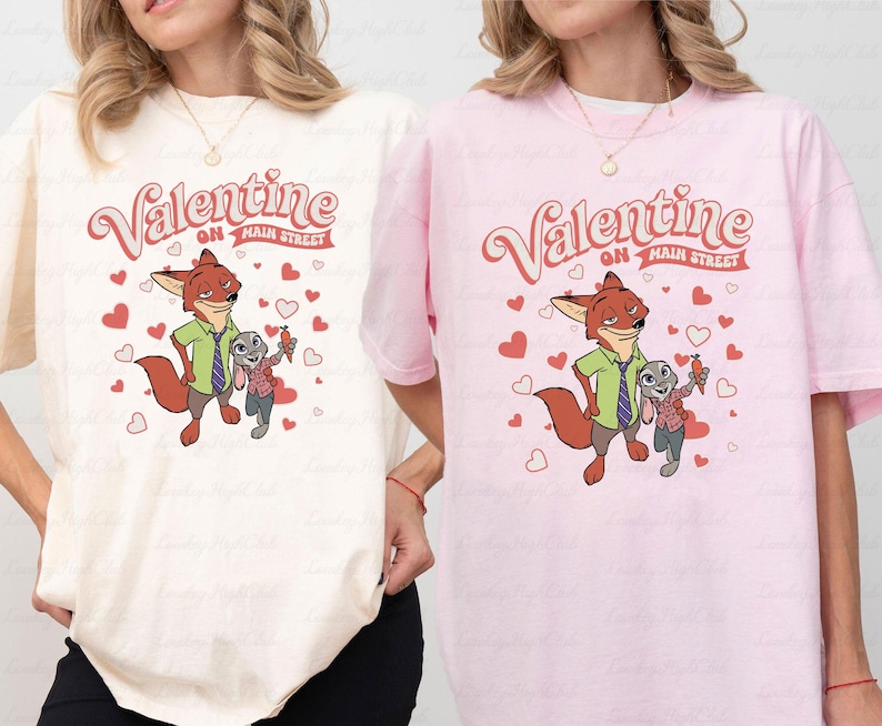 Zootopia Love on Main Street Shirt, Valentines Nick and Judy Shirt ...