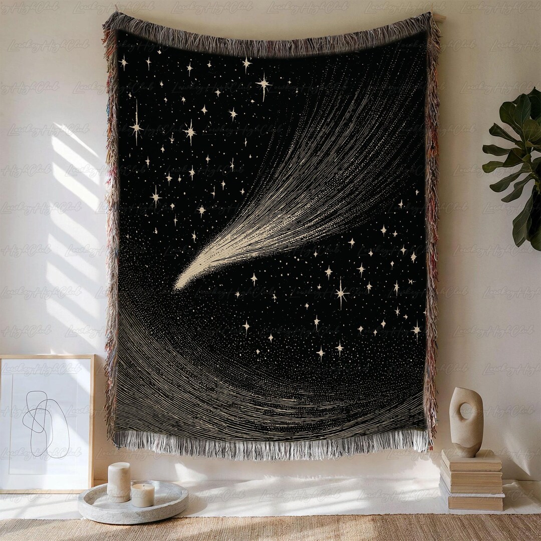 Celestial Star Woven Blanket, Night Sky Astronomy Blanket, Dark ...