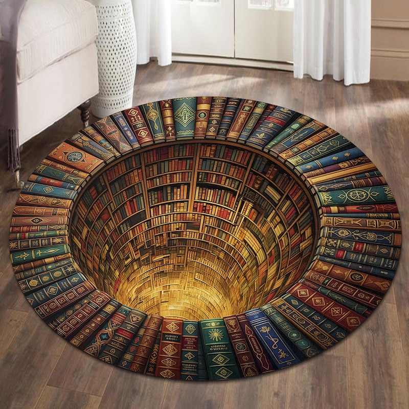 Round Library Books Rug - Etsy UK