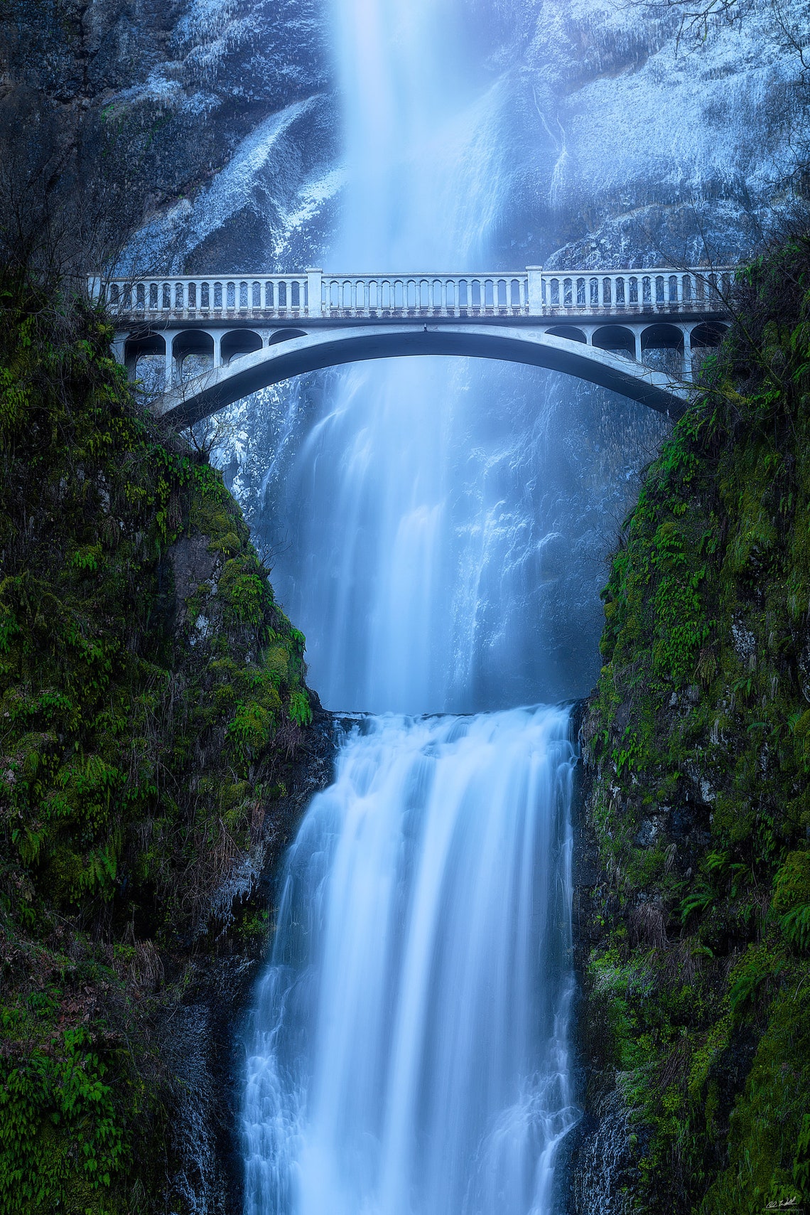 Frozen, Winter, Snow, Waterfall, Multnomah Falls, Oregon, Columbia ...
