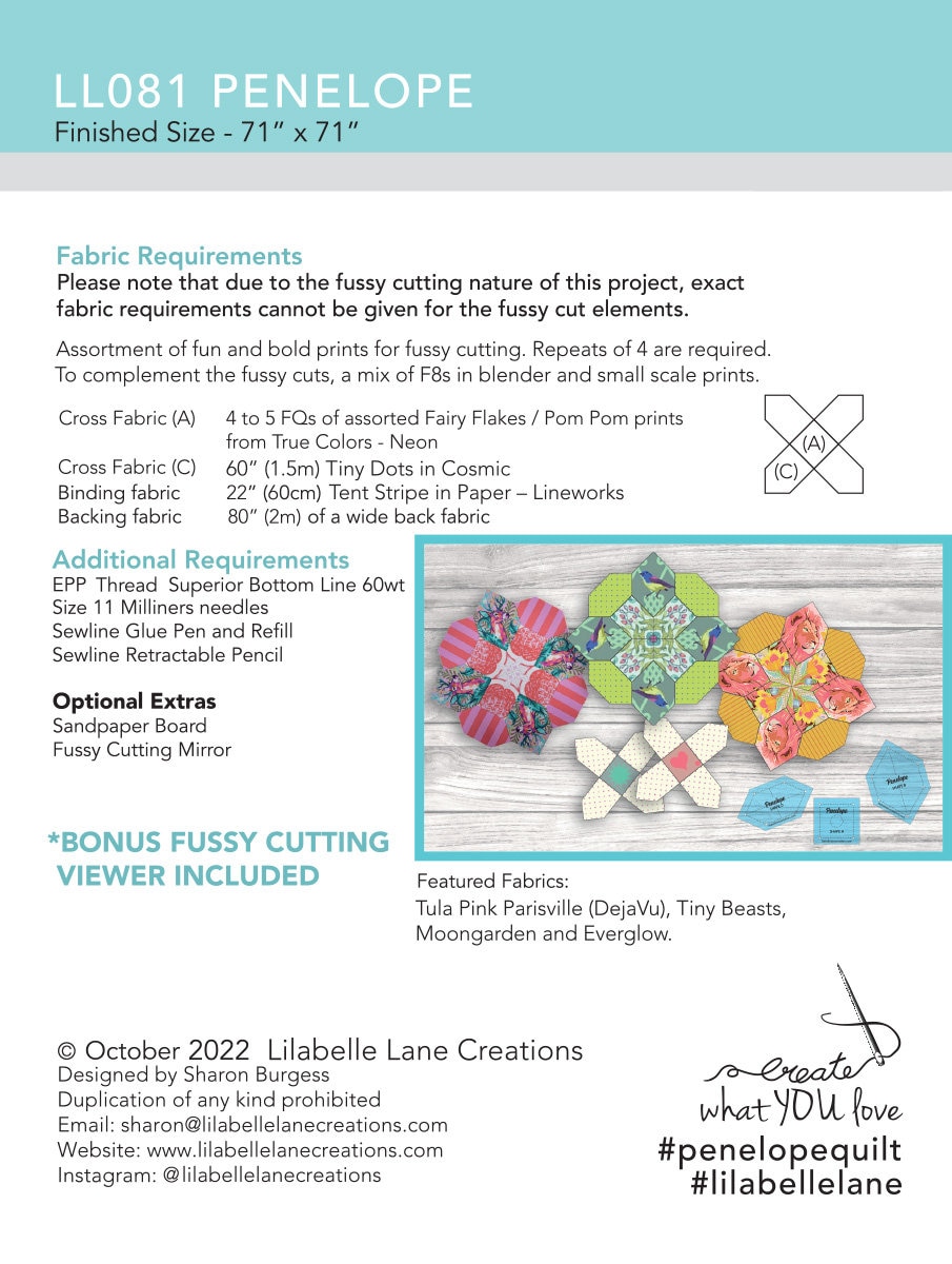 Penelope Quilt by Lilabelle Lane Creations -english Paper Piecing PDF Pattern With SVG Download ...