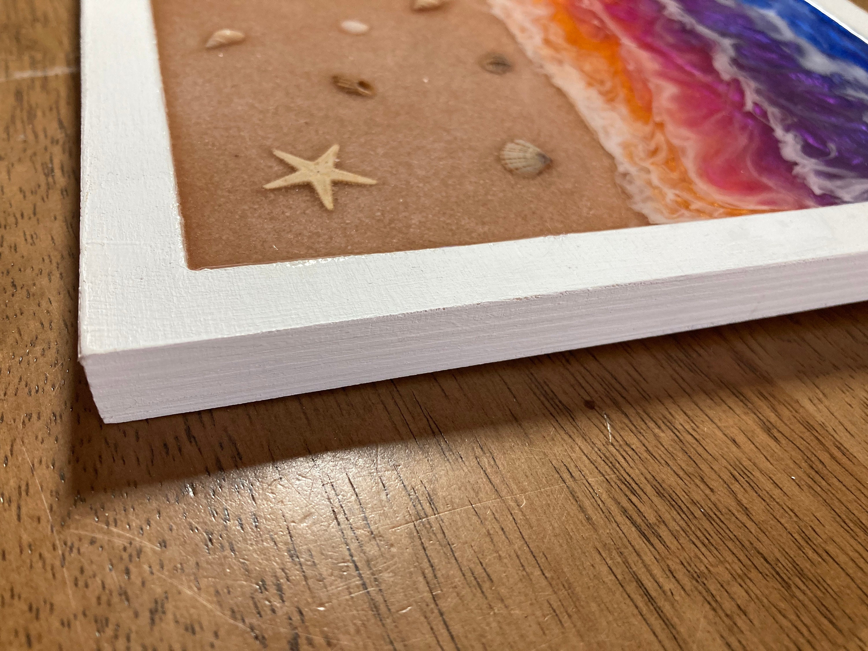 Sunset Beach Ocean Resin Wood Art Wall Decor With Seashells and ...