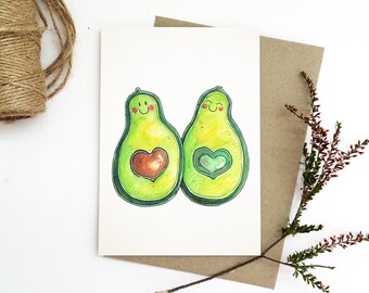 Let's Avo-cuddle Greeting Card Funny Avocado Cuddle - Etsy