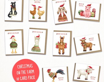Farm Animals Christmas Cards - Etsy