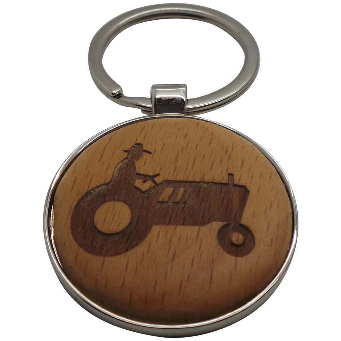 Tractor Personalised Wooden Keychain Keyring in Wood Gift Box Metal ...
