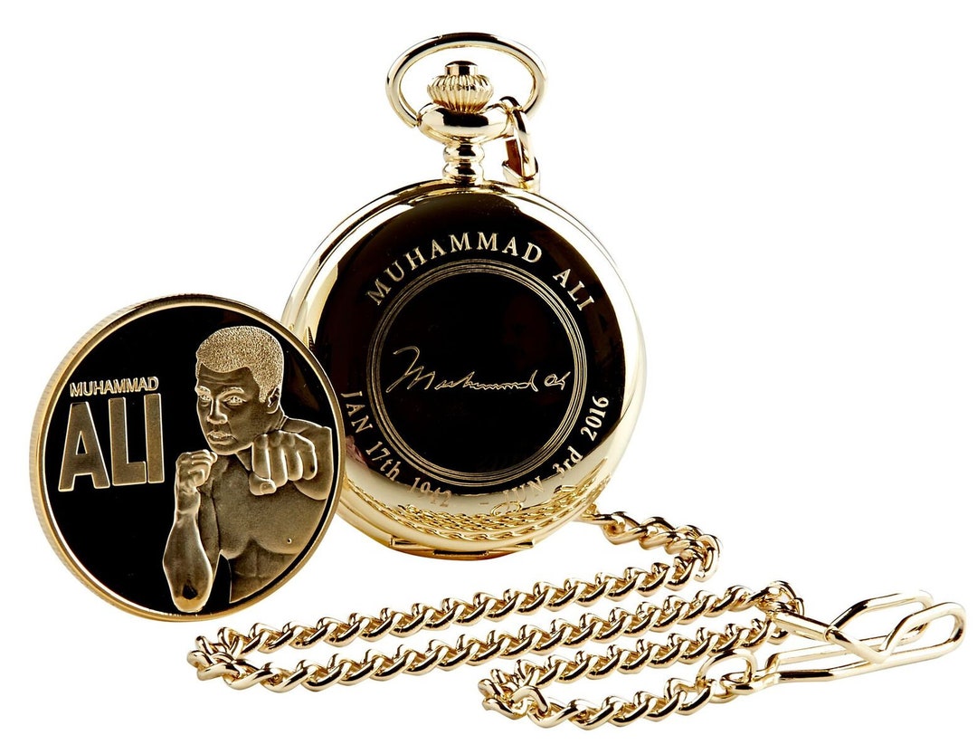 Muhammad Ali Signed Gold Pocket Watch and Gold Coin Fob Watch Full ...