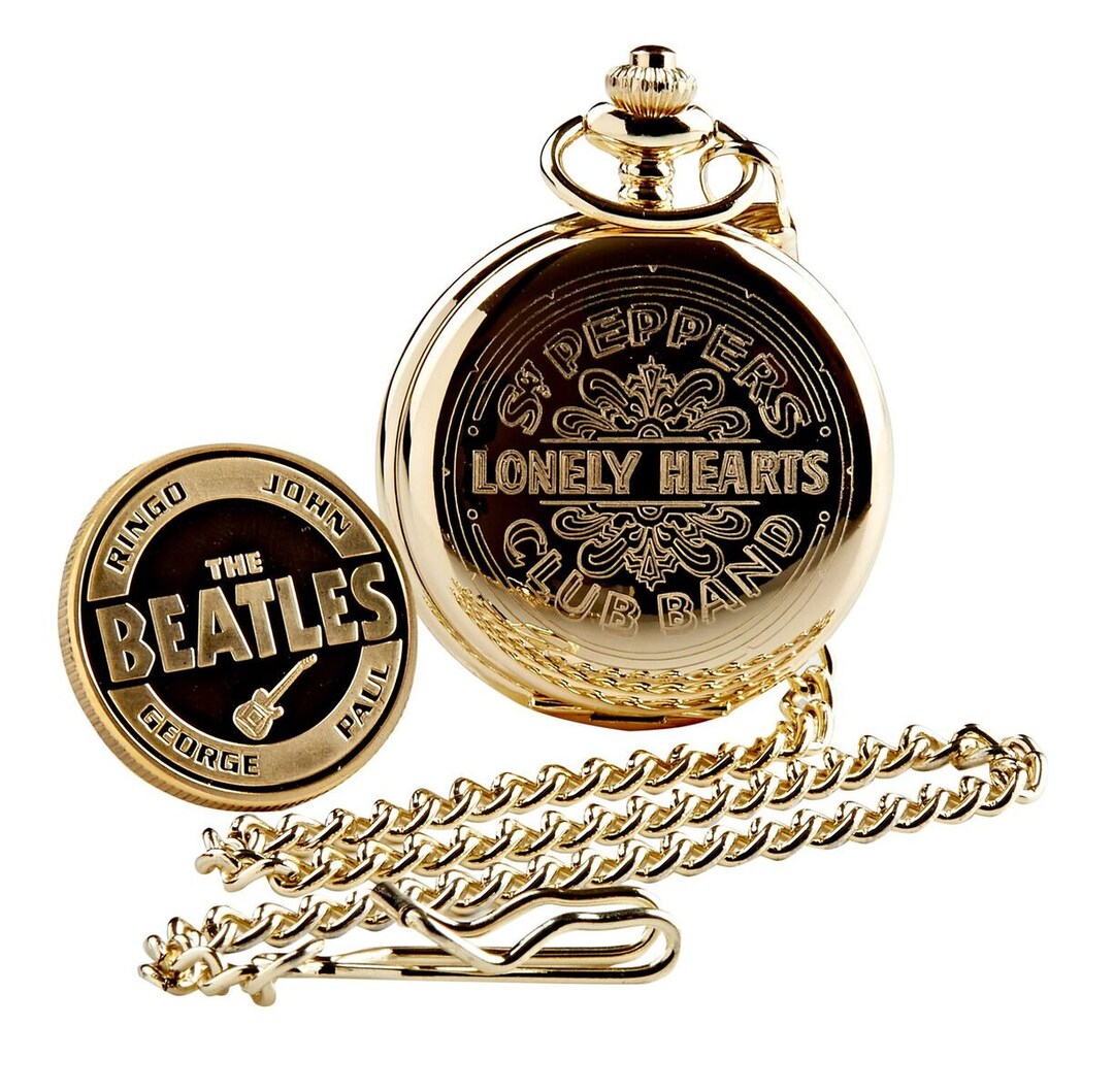 The Beatles Gold Pocket Watch Sgt Pepper and Coin Custom Engraved ...