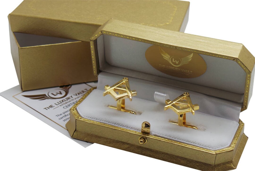 Masonic Cufflinks Luxury 24k Gold Coated Freemasons No G Luxurious Gift ...