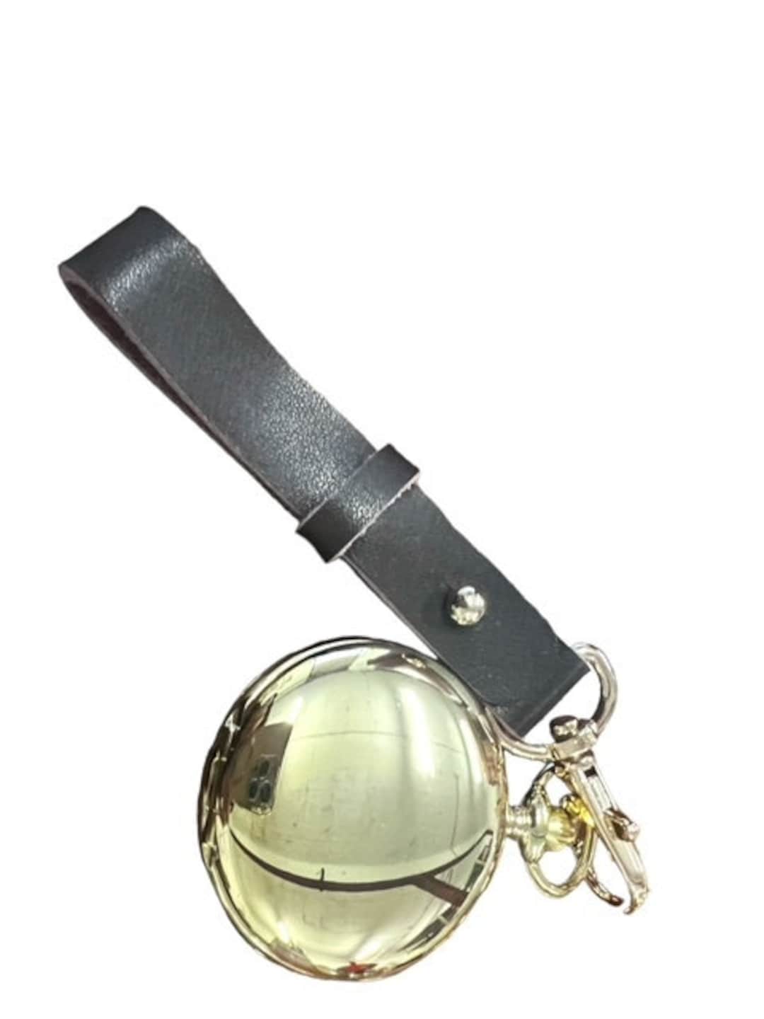 Gold Leather Belt Loop Pocket Watch Holder Keyring Keys Compass Clip on ...