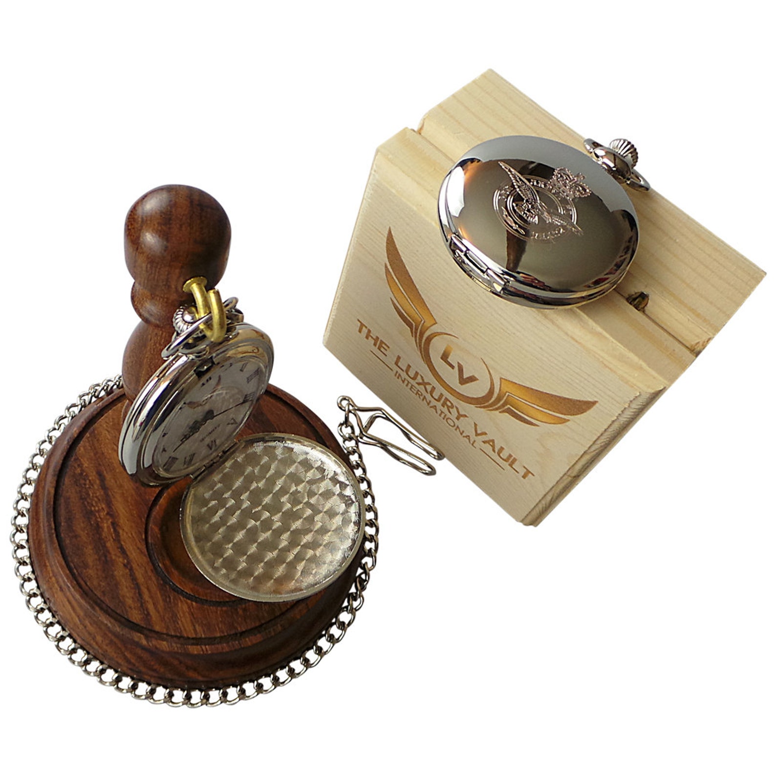 RAF Pocket Watch Full Hunter Silver Plated Royal Air Force Crest ...