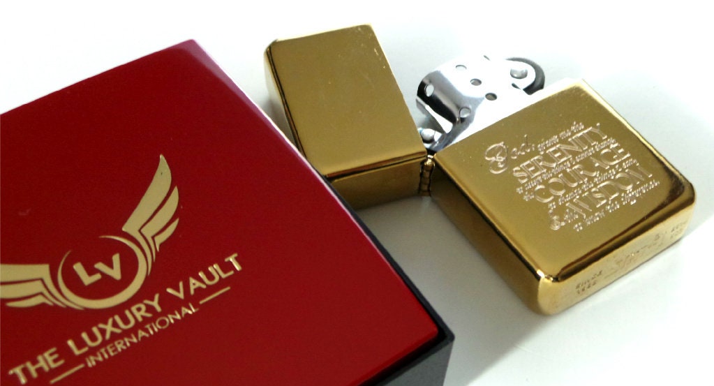 Serenity Prayer Gold Lighter Personalised Engraved Custom Made AA NA GA ...