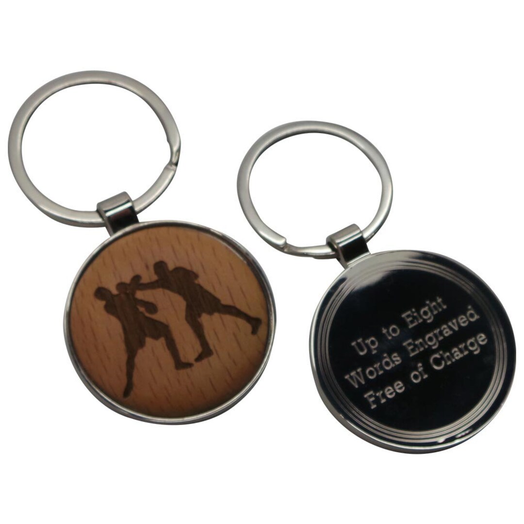 Boxing Personalised Wooden Keychain Keyring in Wood Gift Box Metal ...